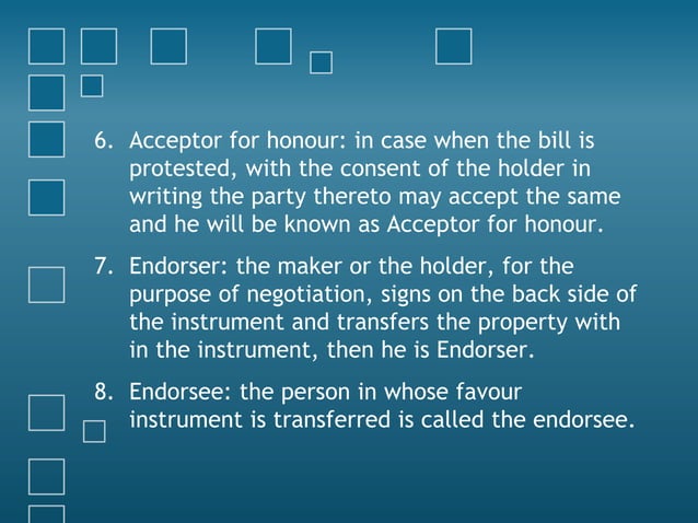 Parties to the negotiable instruments | PPSX | Law