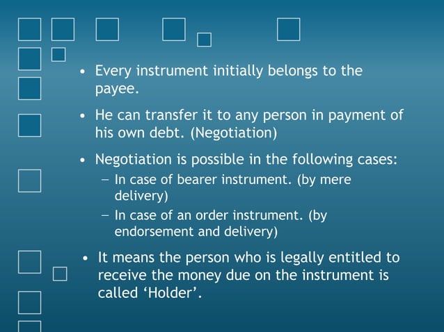 Parties to the negotiable instruments | PPSX | Law