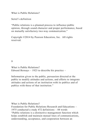 Part I EvolutionChapter 1 Defining Public RelationsCopyri.docx