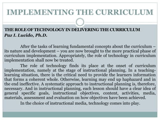 Implementing the Curriculum | PPTX