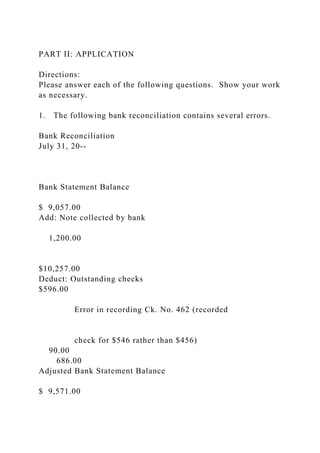 PART II APPLICATIONDirections Please answer each of the foll.docx