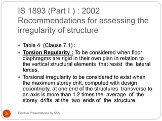 Part II Earthquake Resistant Design of Structures Review of IS 1893 ...