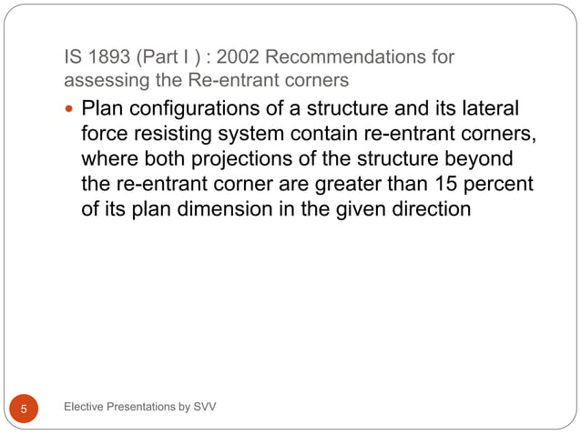 Part II Earthquake Resistant Design of Structures Review of IS 1893 ...
