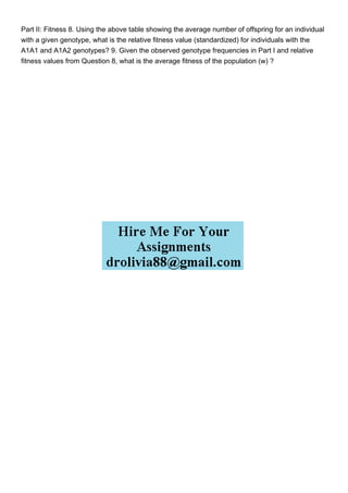 Part II Fitness 8 Using the above table showing the averag.pdf ...