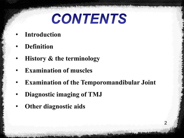 TMJ DISORDERS EXAMINATION AND TREATMENT PLANNING | PPT