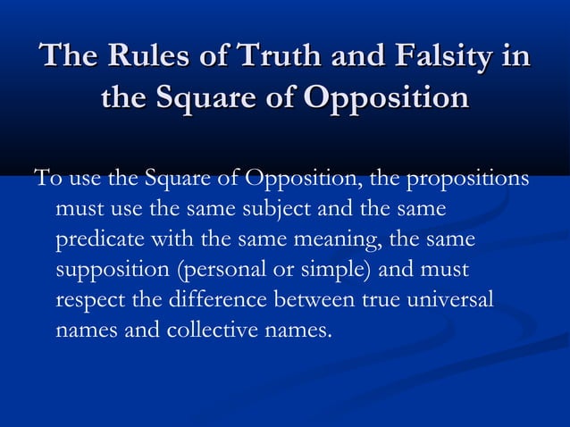 Part ii, lesson 4 the square of opposition | PPT