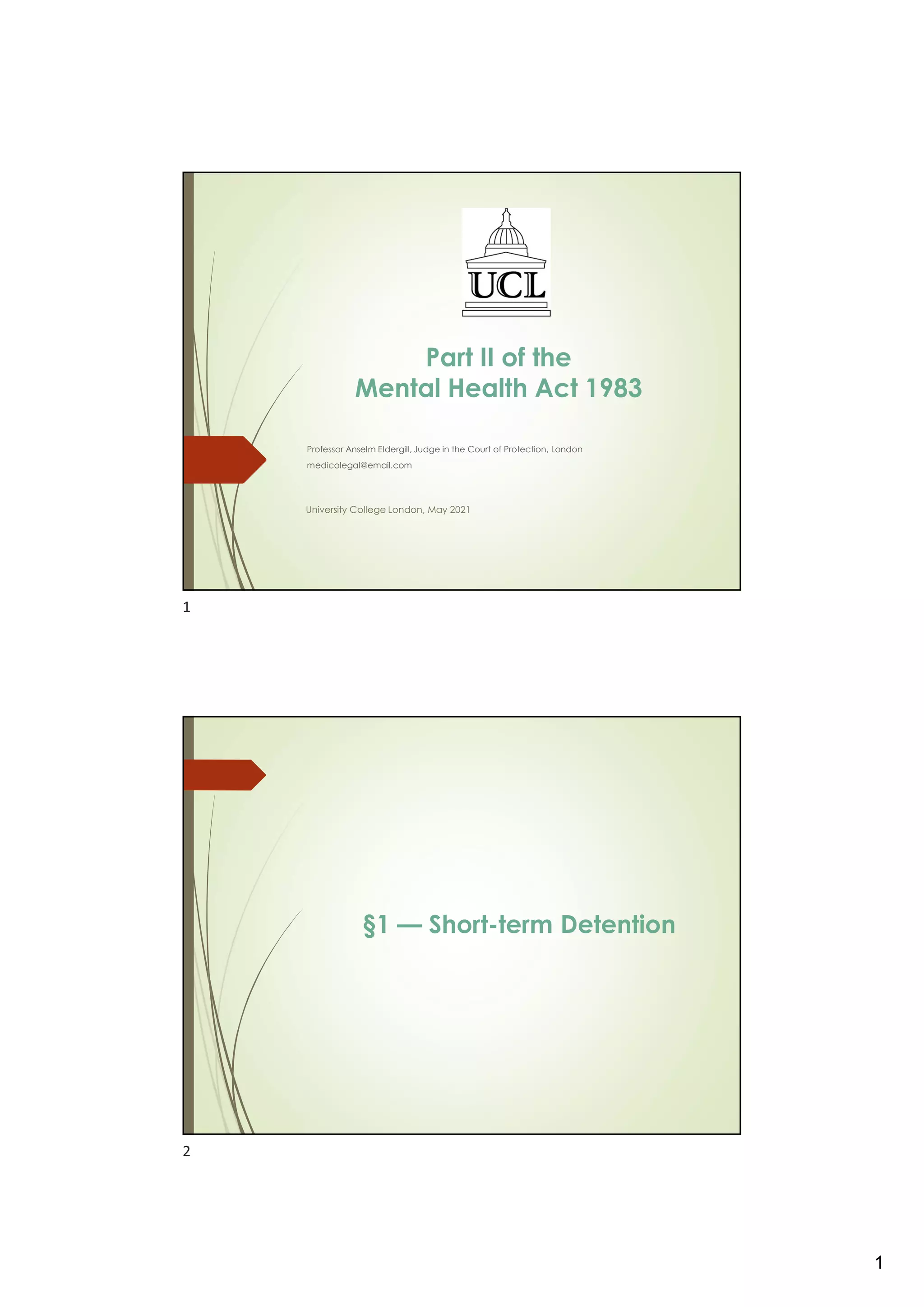 Part II of the Mental Health Act 1983 | PDF