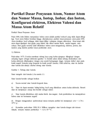 Partikel dasar penyusun atom | DOCX