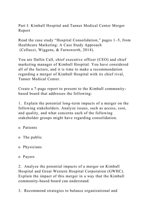 Part I Kimball Hospital and Tanner Medical Center Merger Report.docx
