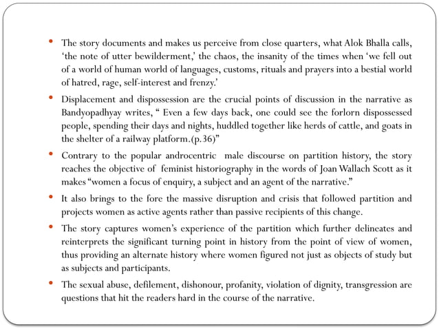 Partition-Literature english honors notes ppt | PPT
