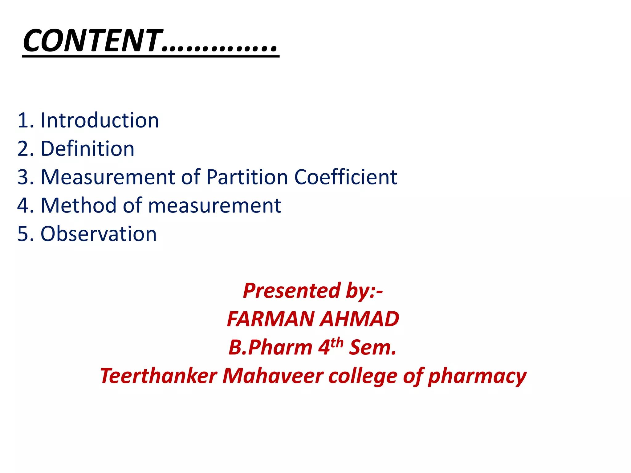 Partition coefficient | PPTX