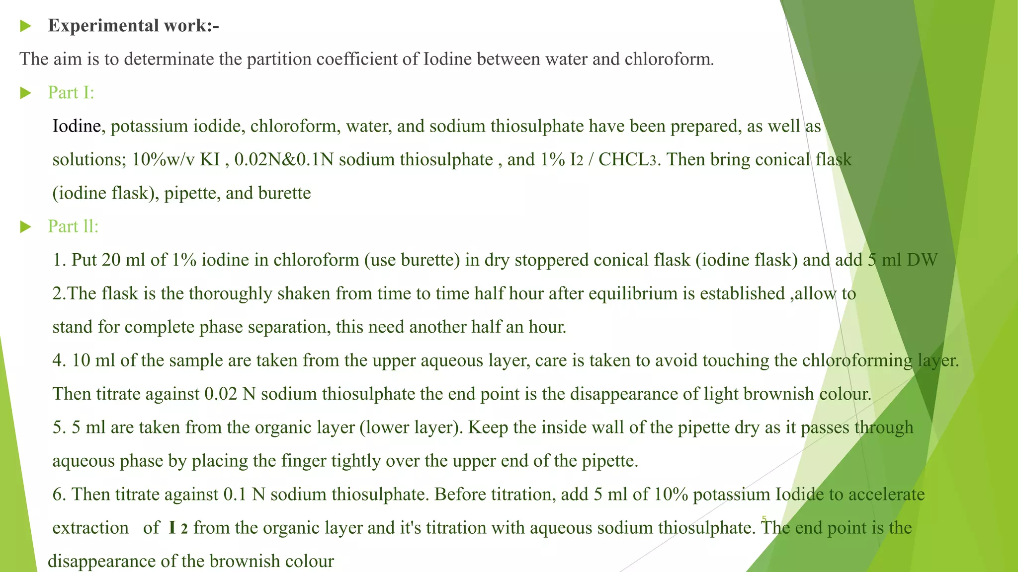 Partition coefficient 7 (Physical Pharmacy Lab) | PDF