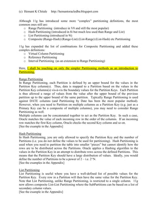Partitioning Tables and Indexing Them --- Article | PDF