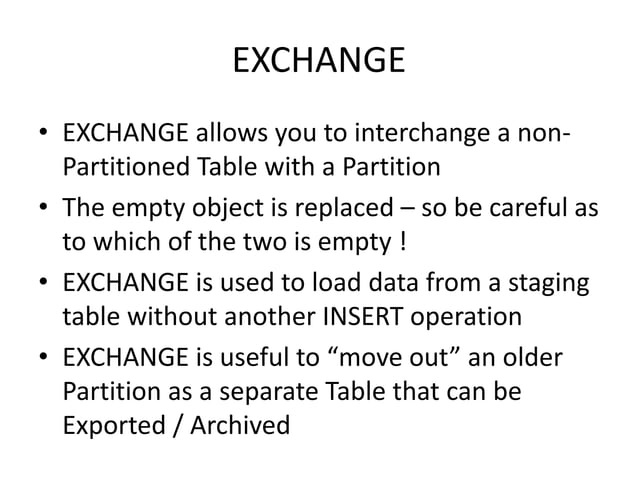 Partitioning tables and indexing them | PPT