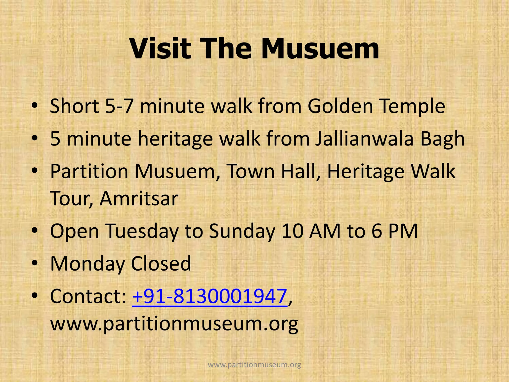 Partition Museum - Amritsar. Museum in India | PPTX