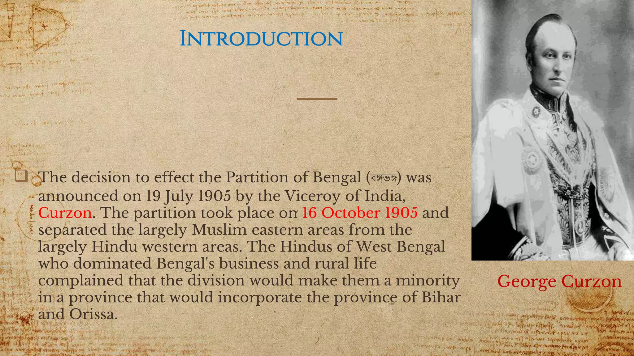 Partition of Bengal 1905 | PPTX
