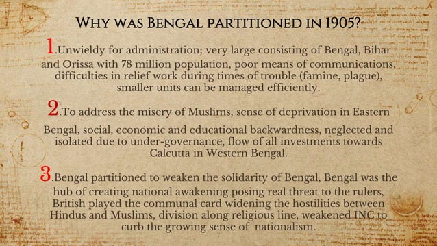Partition of Bengal 1905 | PPTX | Hinduism | Religion & Spirituality