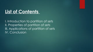 Partition_Of_Sets[1].pptx - Maths project, Engineering CSE | PPTX