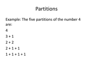 Partitions of a number sb | PPT