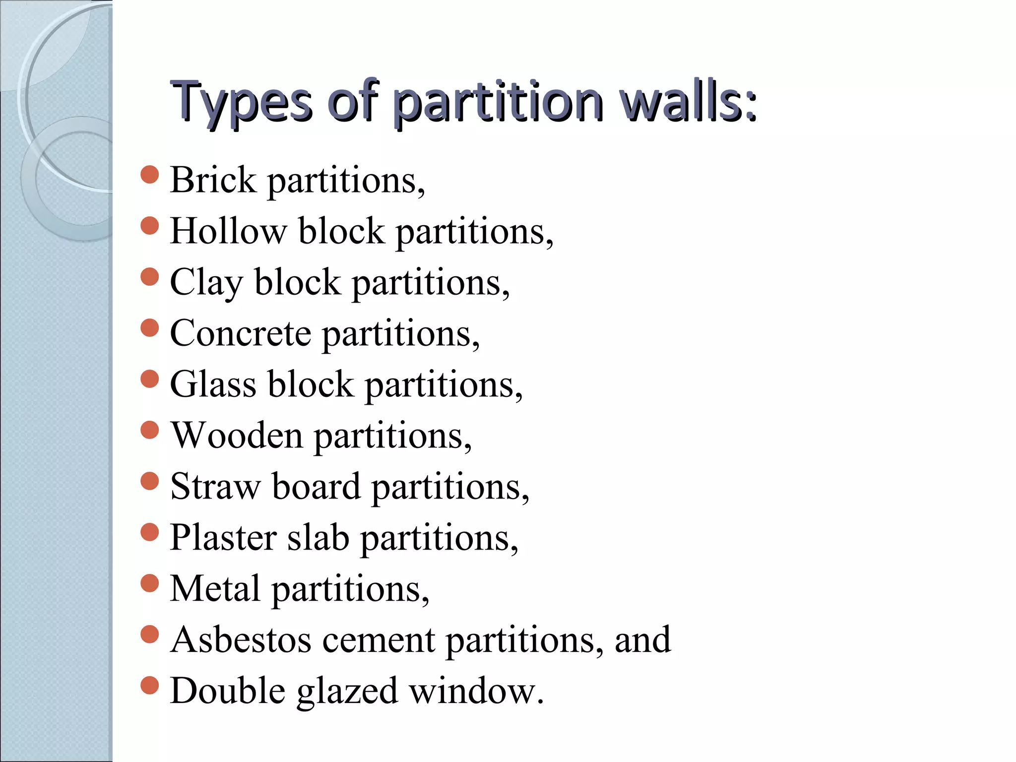 Partition walls | PPT