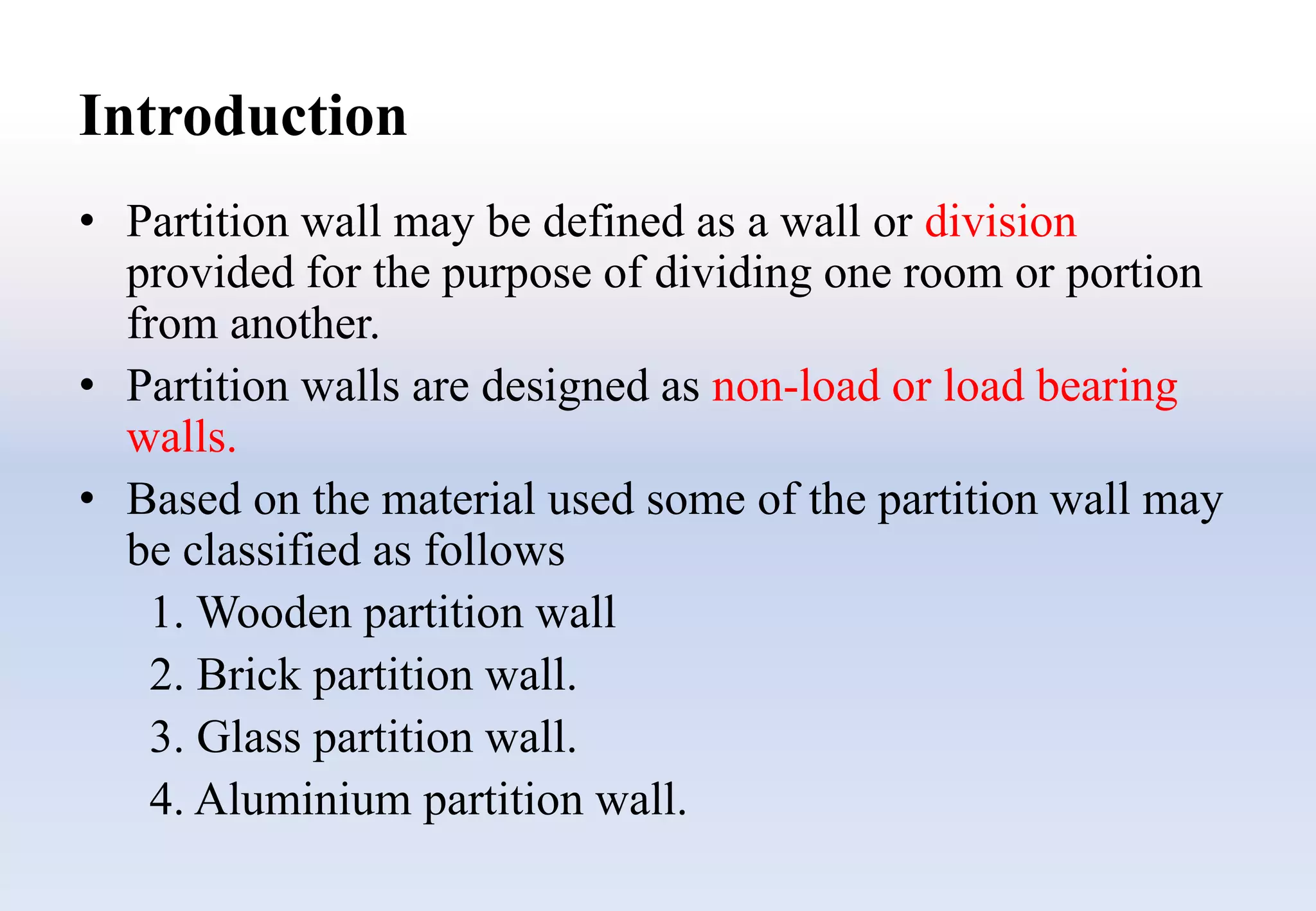 Partition walls | PPTX