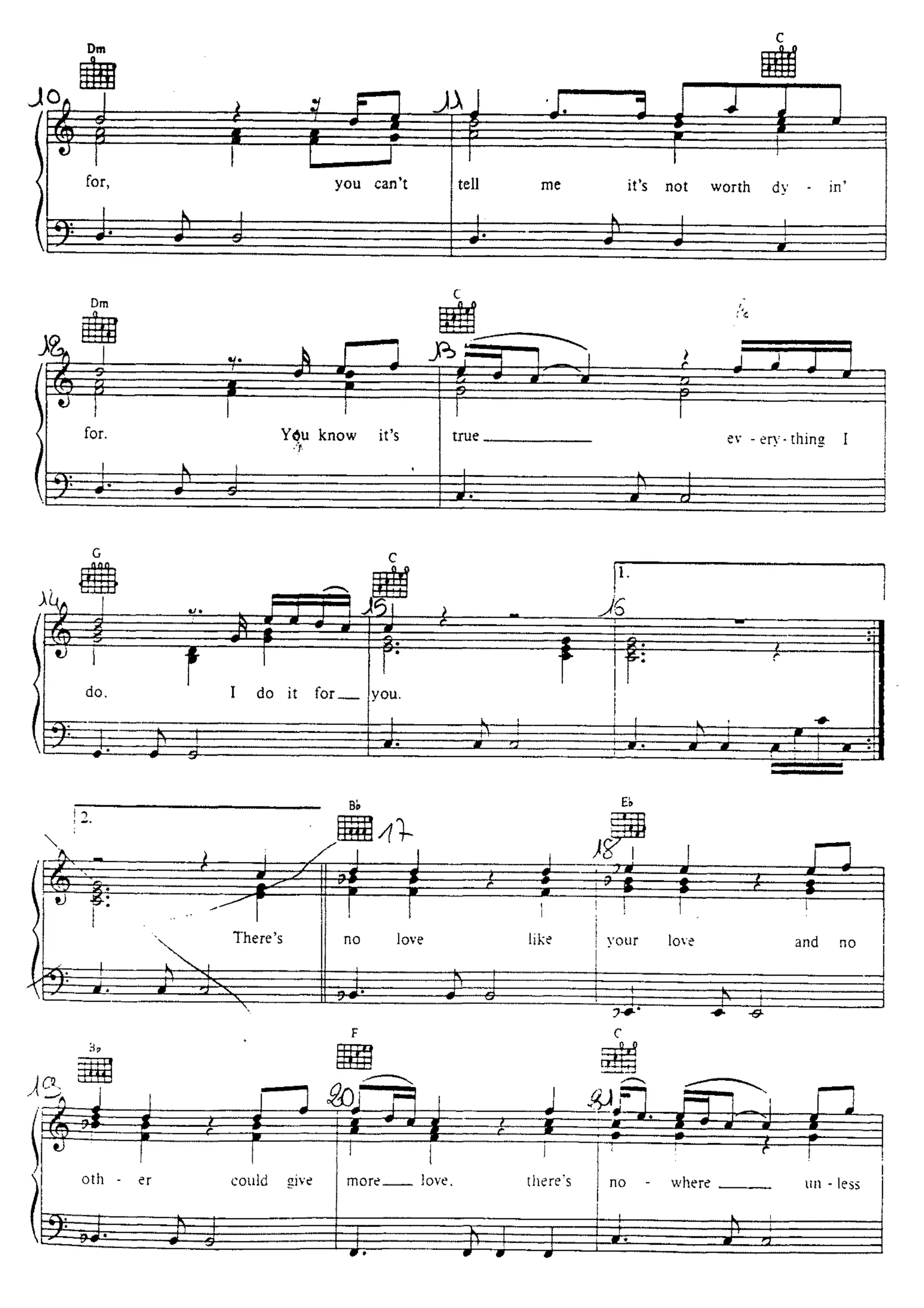 Partitura piano bryan adams - everything i do | PDF
