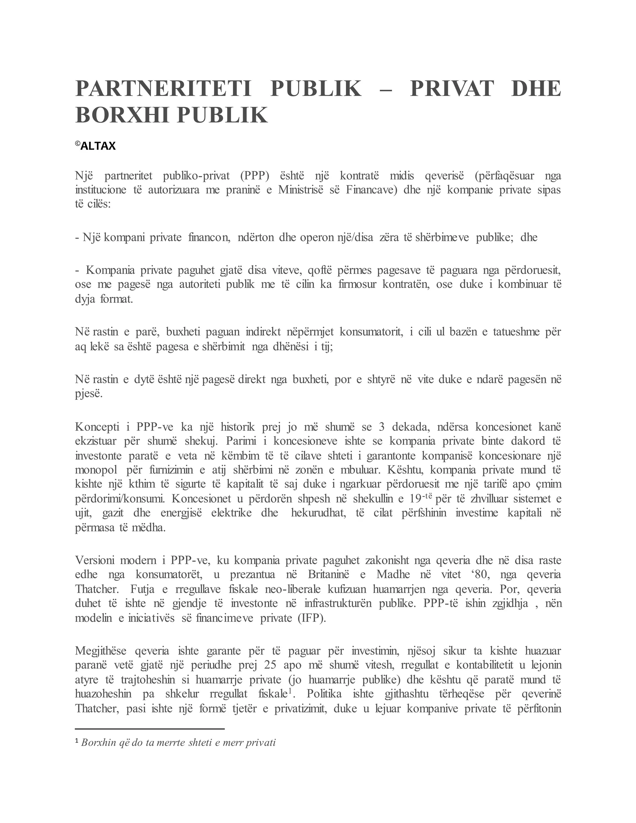 Partneriteti publik privat dhe borxhi publik | DOCX