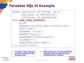 Partners 2013 LinkedIn Use Cases for Teradata Connectors for Hadoop | PPT