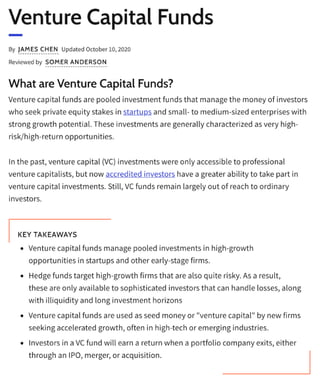 Venture Capital Funds | PDF