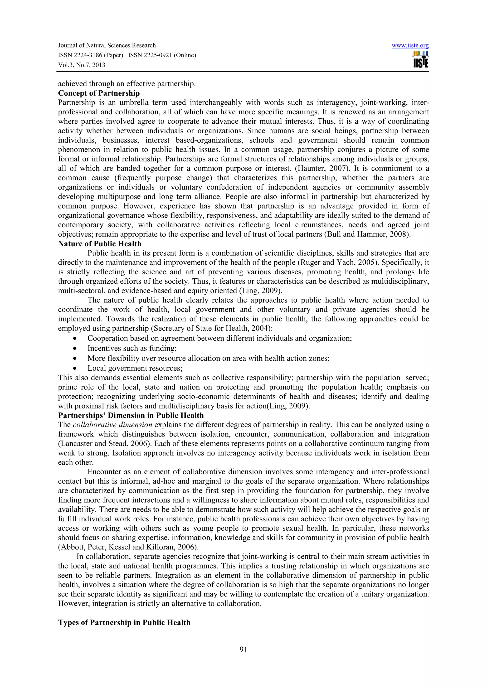 Partnership an effective approach to public health | PDF