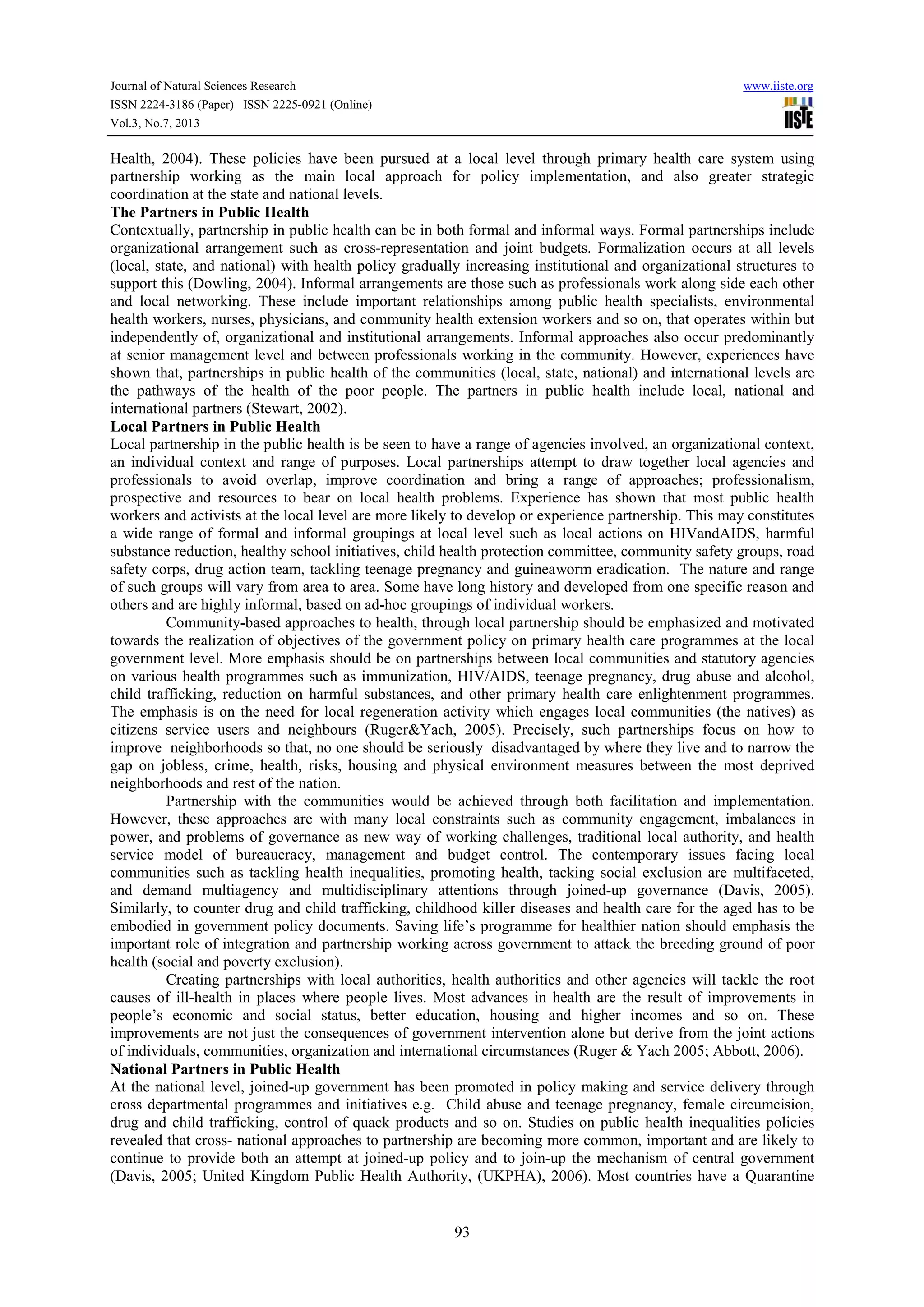 Partnership an effective approach to public health | PDF