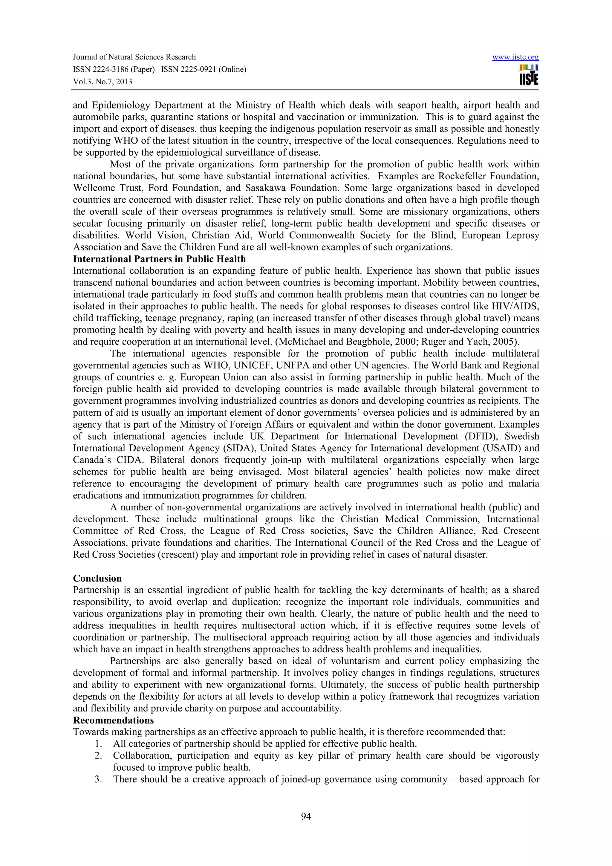 Partnership an effective approach to public health | PDF