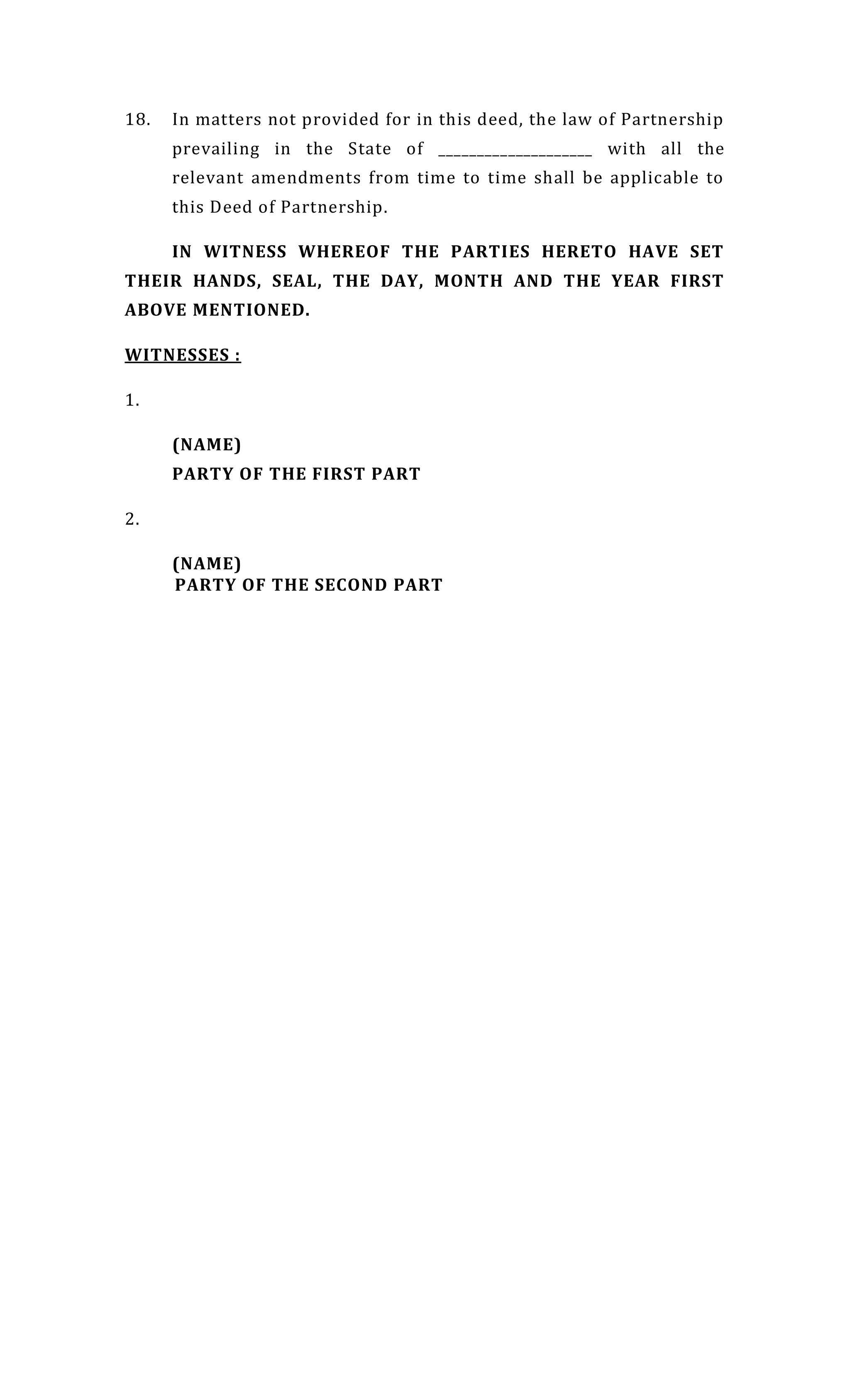 Partnership Deed Format | PDF