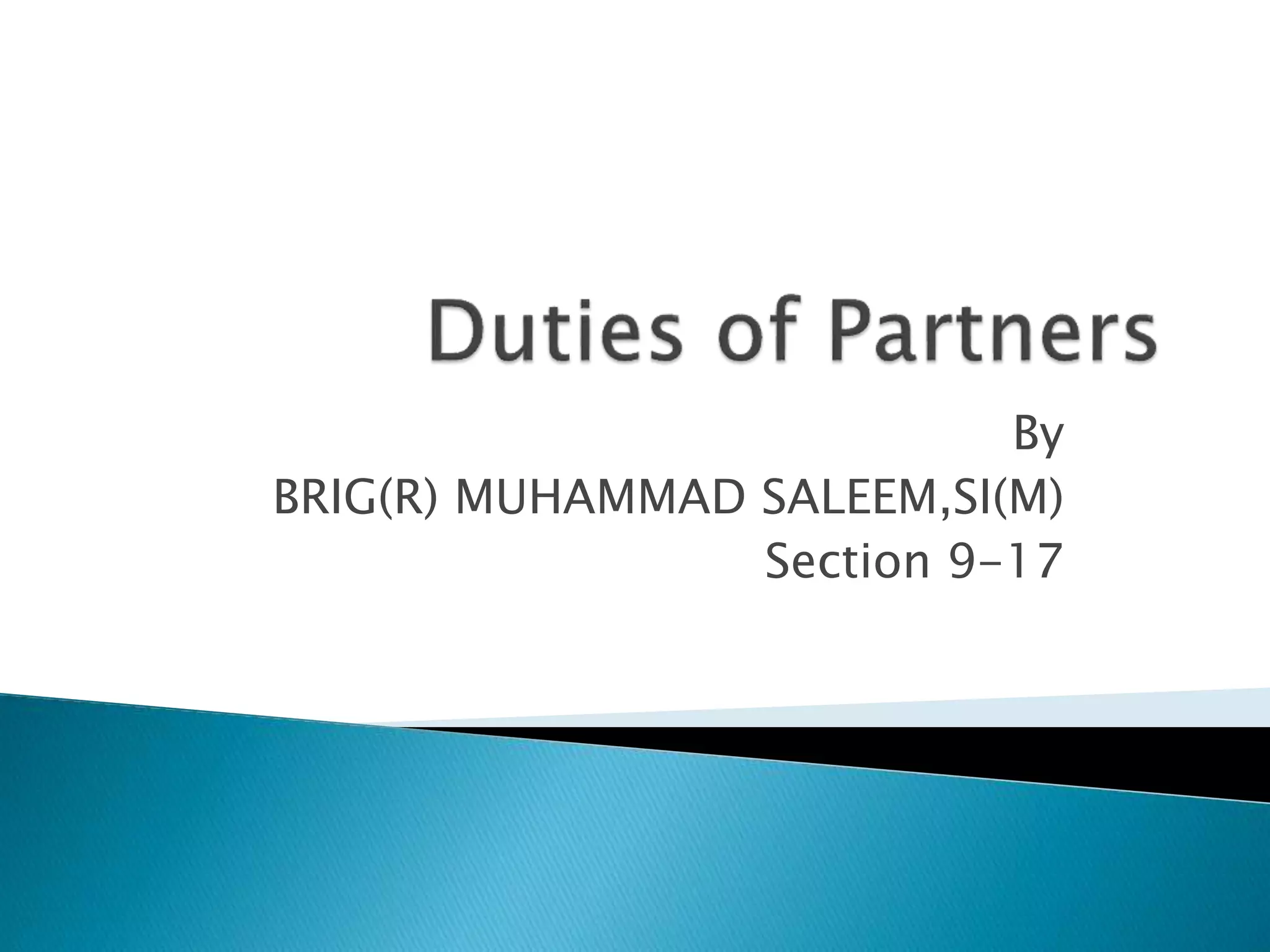 Partnership duties of partners | PPTX