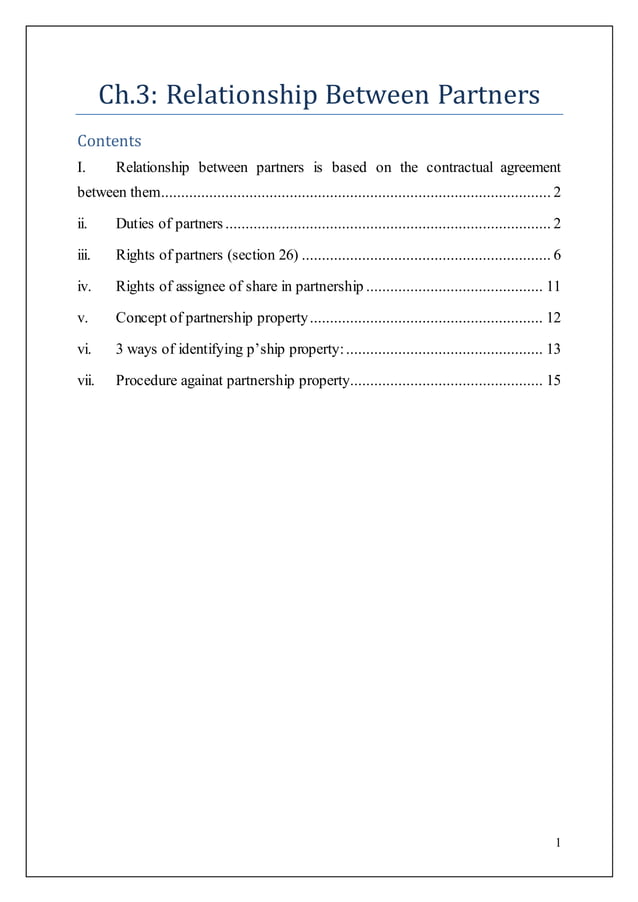 Underlying principles governing relationship between partners | DOCX
