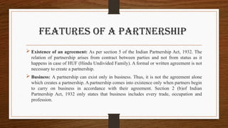 Features of Partnership - Unit - 1.ppt x | PPTX