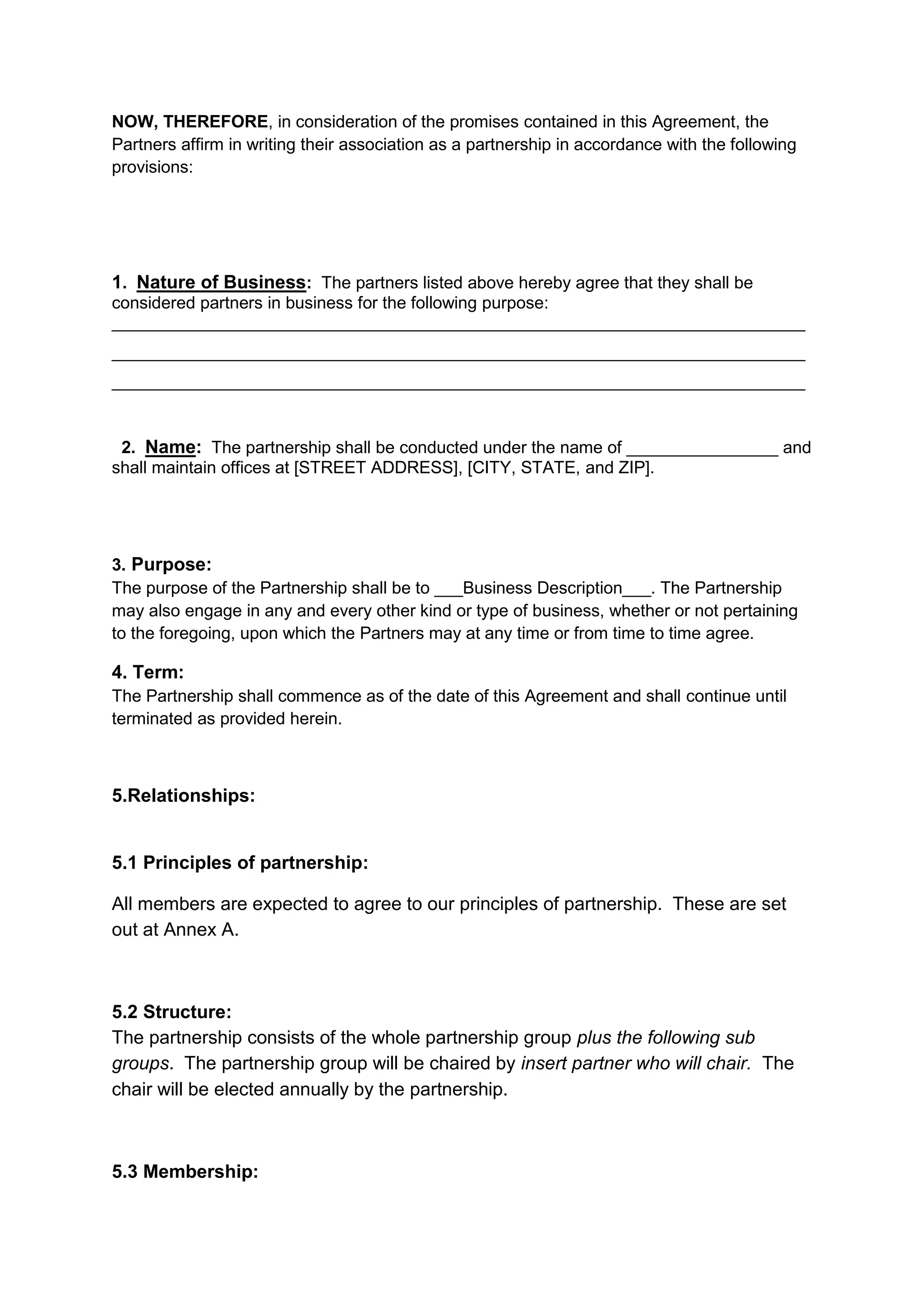Partnership Agreement / Articles of Partnership | DOCX