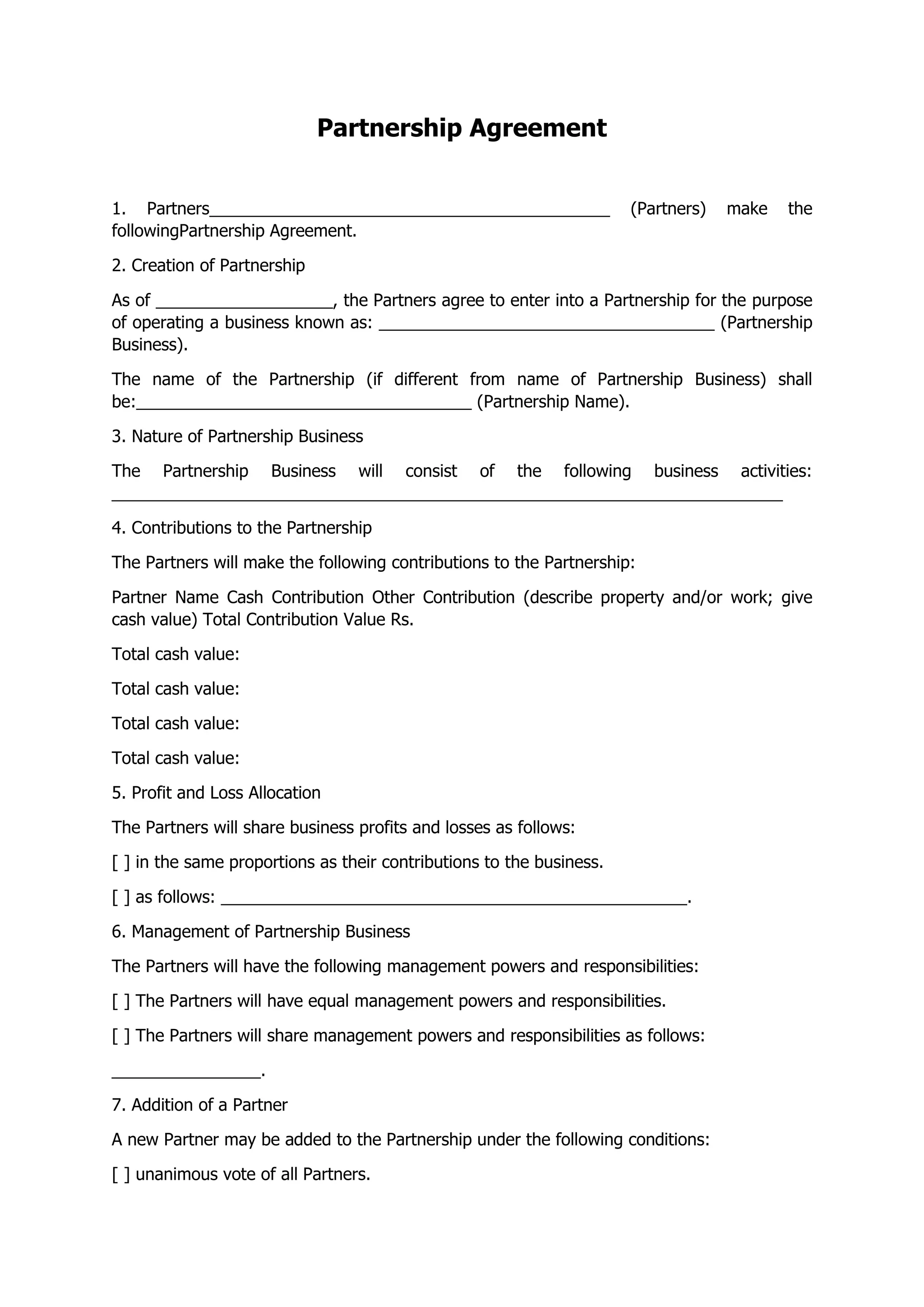PARTNERSHIP AGREEMENT | PDF