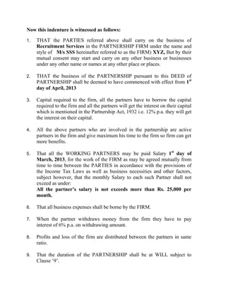 Partnership deed | DOCX