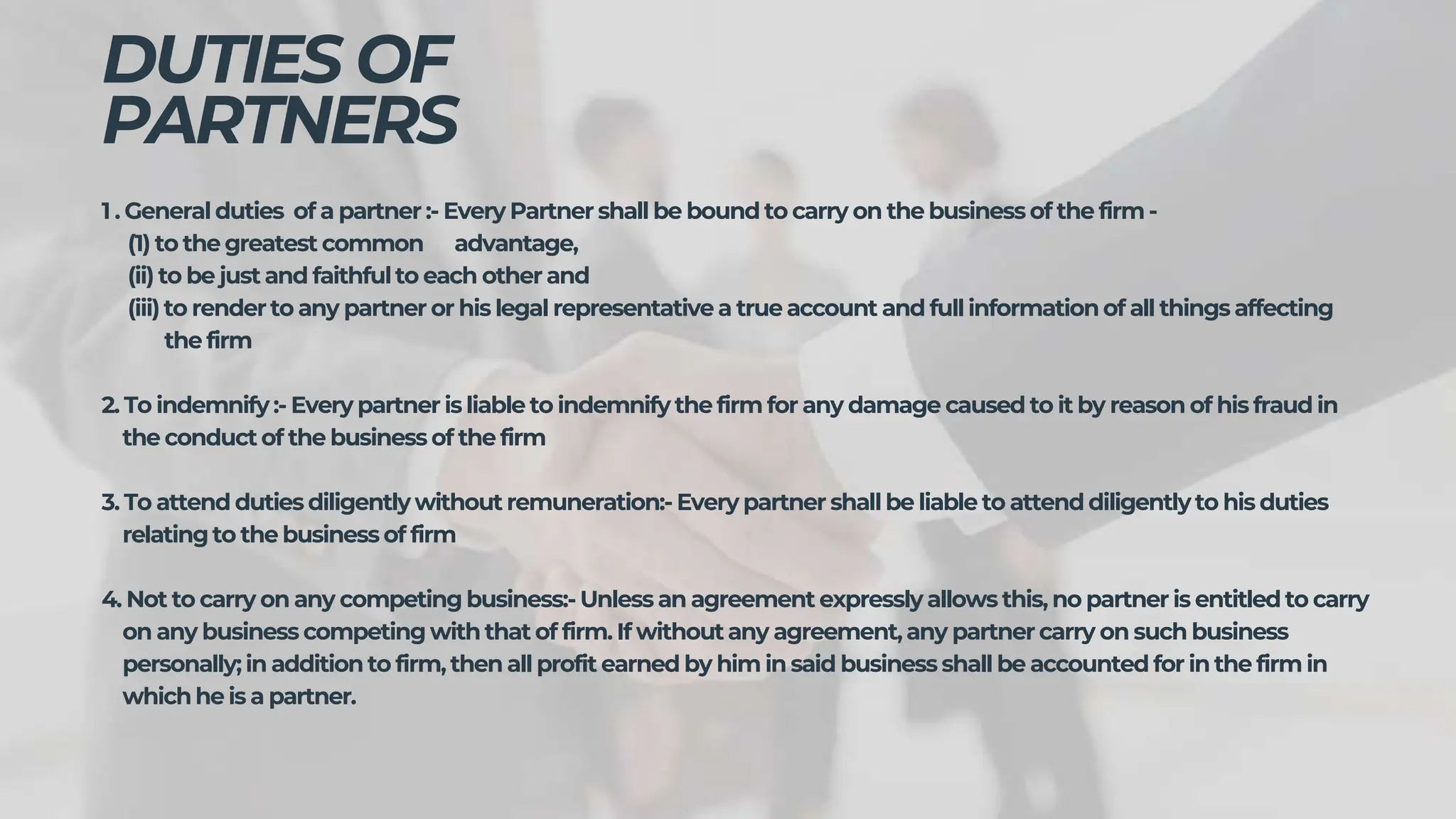 Indian Partnership Act 1932, Rights and Duties of Partners | PPTX