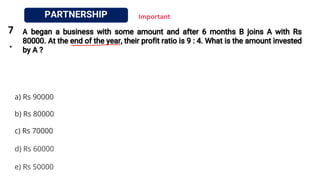 PARTNERSHIP MATHS for comapitive exams prepration | PDF