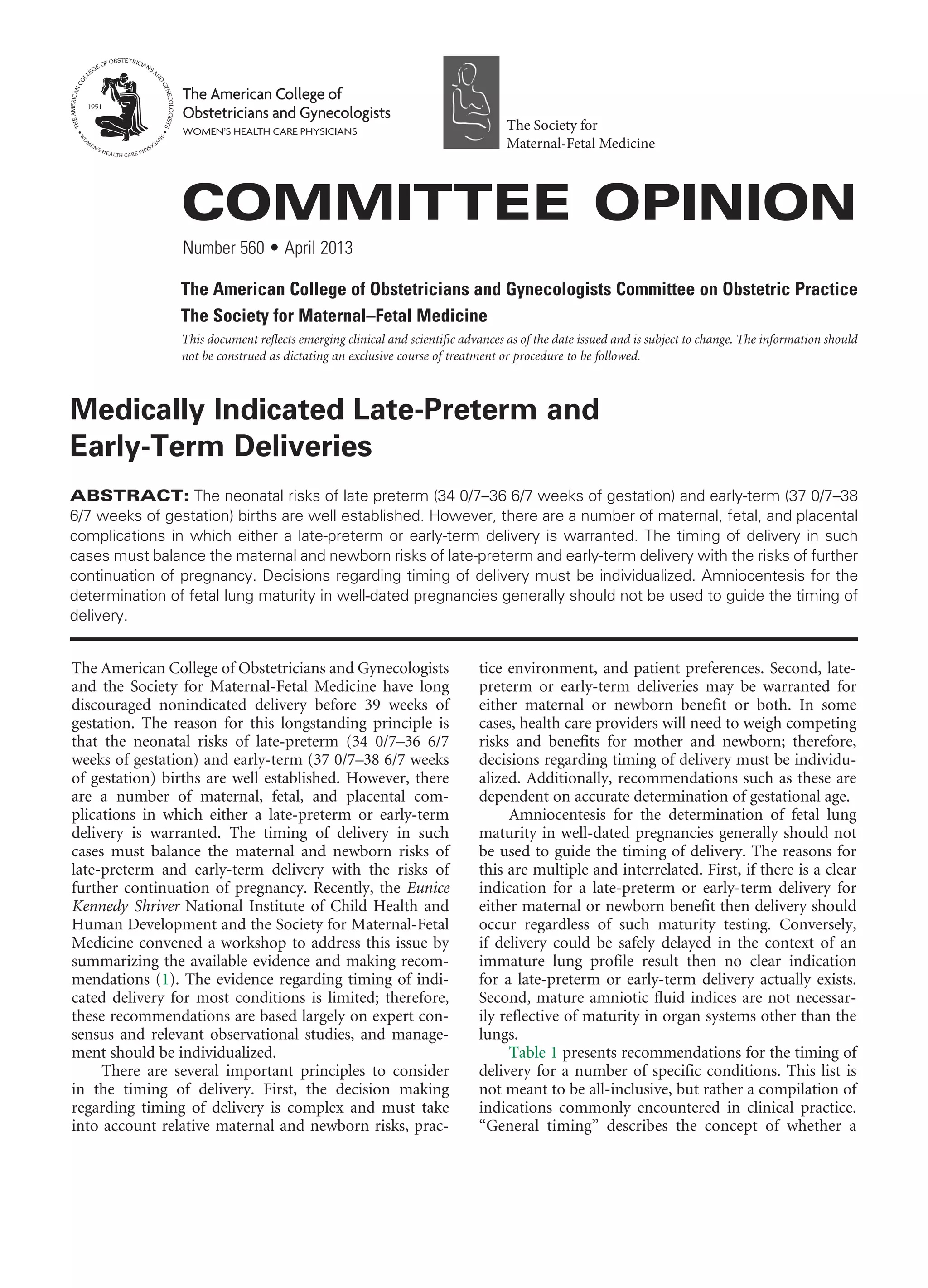 Parto pretermino tardio y a termino temprano | PDF