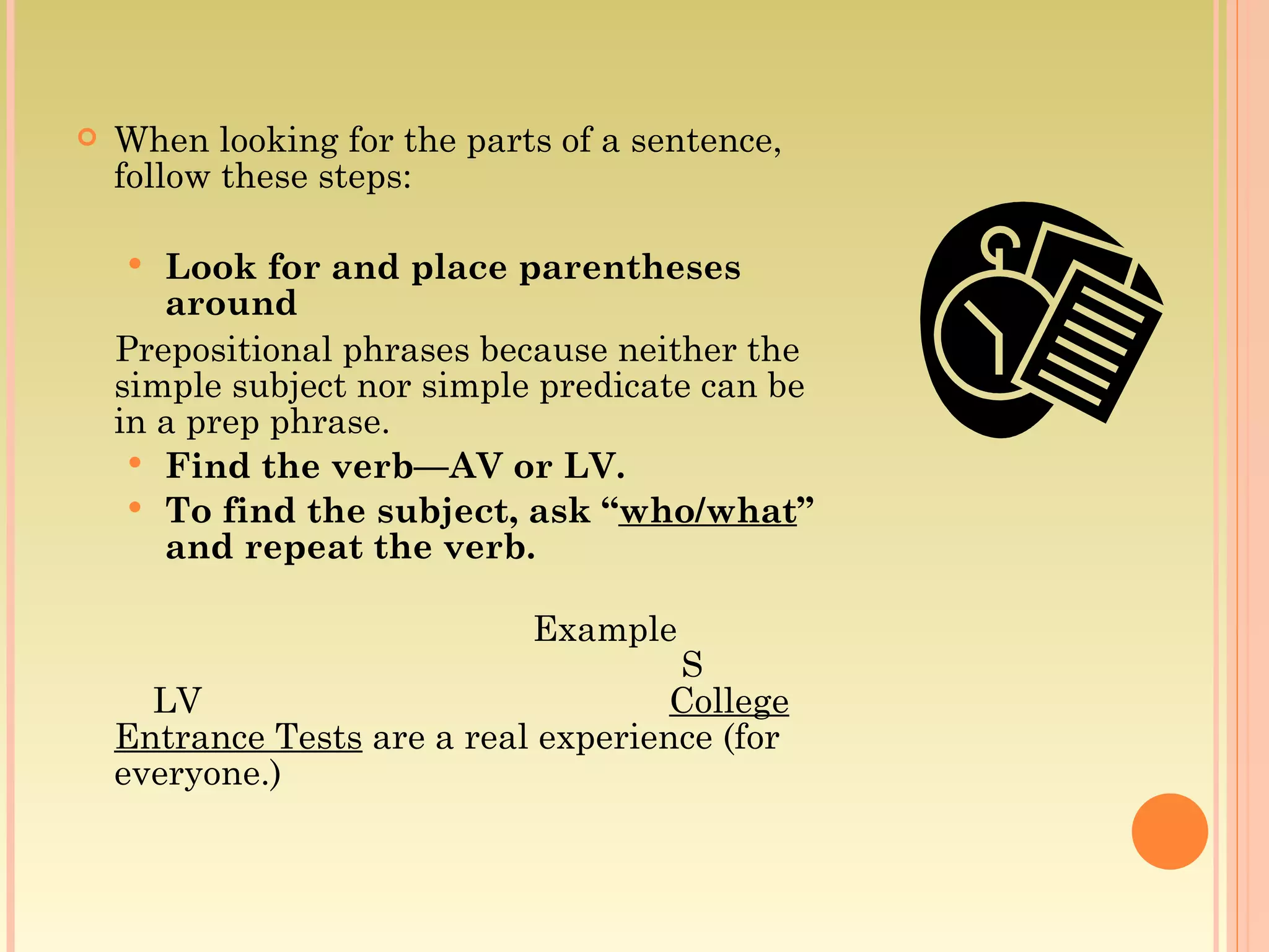 Parts of a Sentence | PPT