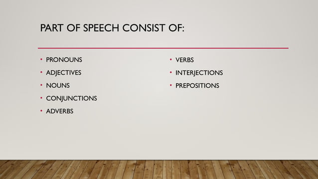 PART OF SPEECH is oun, Pronoun, Verb, Adjective, Adverb, Preposition ...
