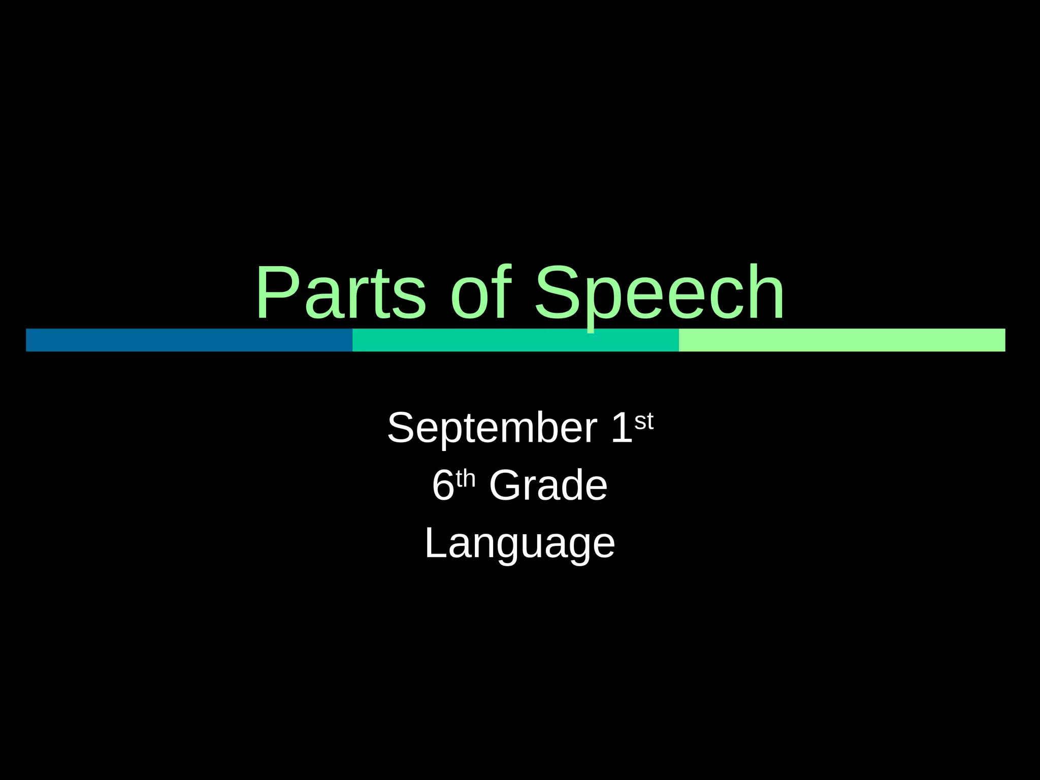 Part of speech 6th grade | PPT