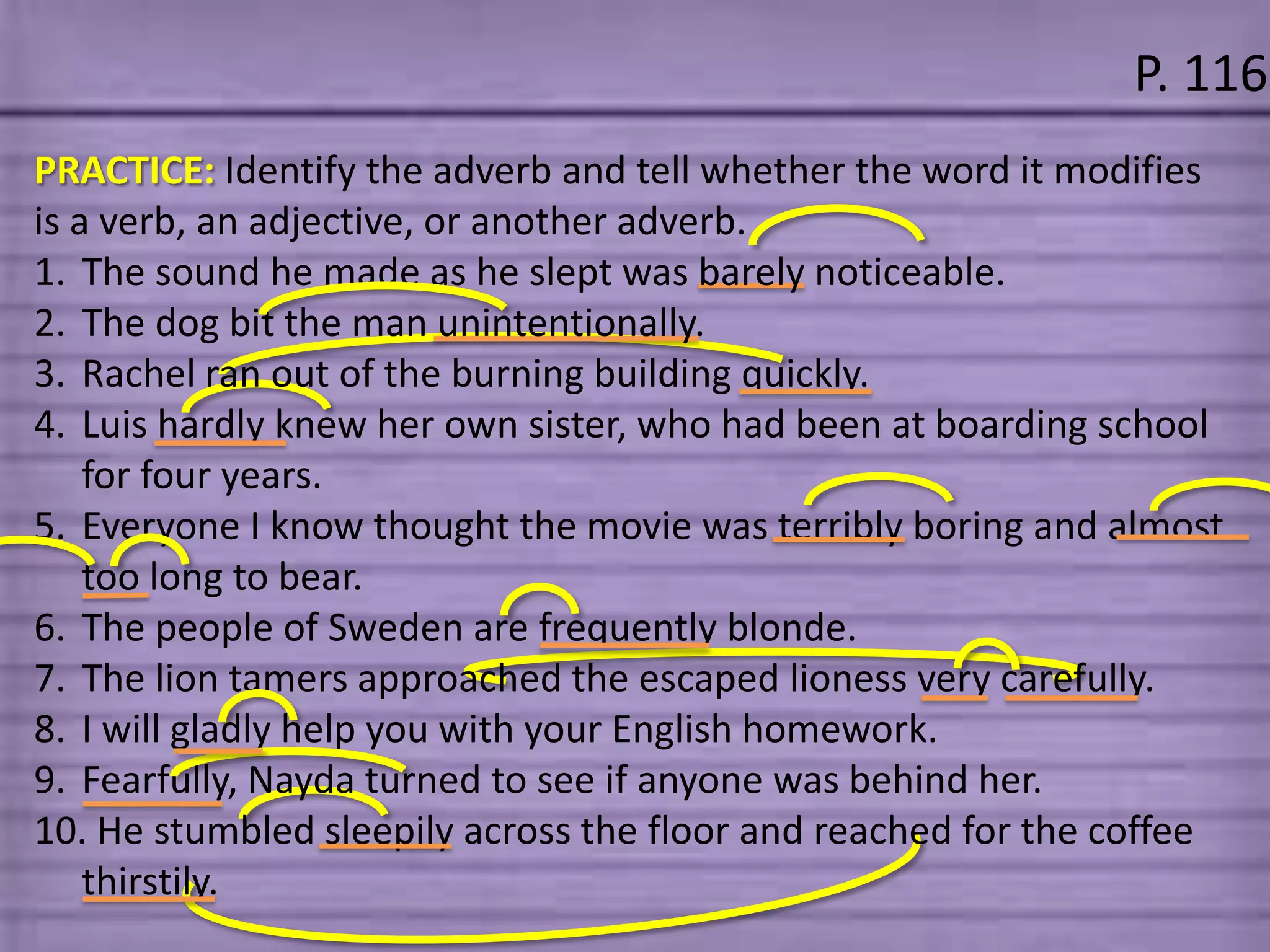 adverbs, prepositions, conjunctions, interjections, and post-test | PPT