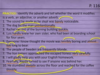 adverbs, prepositions, conjunctions, interjections, and post-test | PPT