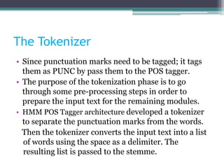 Part of speech tagging for Arabic | PPTX