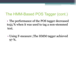 Part of speech tagging for Arabic | PPT