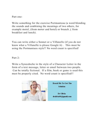 Part oneWrite something for the exercise Portmanteau (a word bl.docx